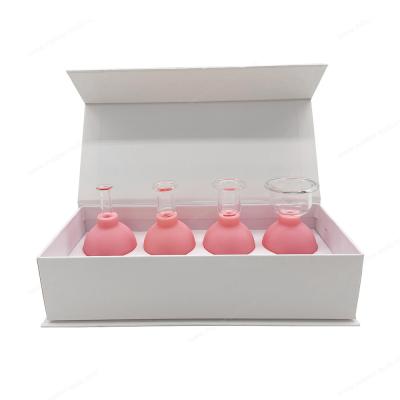 China Grupos linfáticos colocando faciais de vidro da terapia das anti celulites dos copos da massagem da sução do vácuo do Grupo-silicone de 4 partes para os olhos for sale