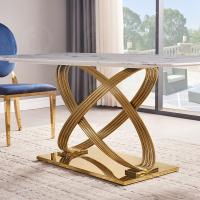 China 180x90x75cm Luxury White Dining Table Smooth Touch Rectangle Marble Table for sale