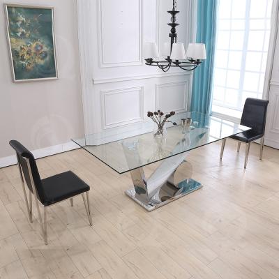 Cina chiaro 0.4CBM ha temperato la base di vetro di forma di v SS201 del tavolo da pranzo per il ristorante in vendita