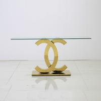 China Rectangular OEM SS Console Table With Clear Tempered Glass Top for sale