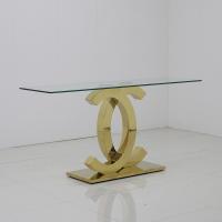China Rectangular OEM SS Console Table With Clear Tempered Glass Top for sale