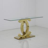 China Rectangular OEM SS Console Table With Clear Tempered Glass Top for sale