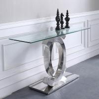 China Rectangular OEM SS Console Table With Clear Tempered Glass Top for sale