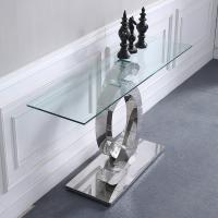 China Rectangular OEM SS Console Table With Clear Tempered Glass Top for sale