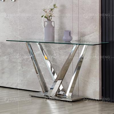 中国 160cmのガラス上の金属のコンソール テーブル 販売のため