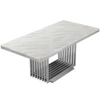 China Width 39inch Stainless Steel Kitchen Table Set Artificial Marble Top Dining Table for sale