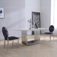 China Width 39inch Stainless Steel Kitchen Table Set Artificial Marble Top Dining Table for sale