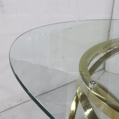 Cina La forma ovale ha temperato la colonna ricoperta con canne bianca di vetro del tavolo da pranzo 240x120x75cm in vendita