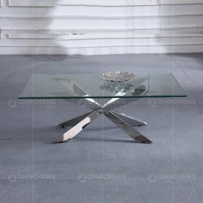 China Moderner Sofa Center Table 12mm Edelstahl-Couchtisch 0.25CBM mit Glasplatte zu verkaufen