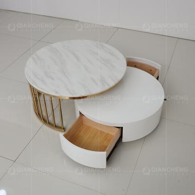 China La mesa de centro 20m m del OEM SS de Qiancheng vetea el top con los cajones blancos en venta