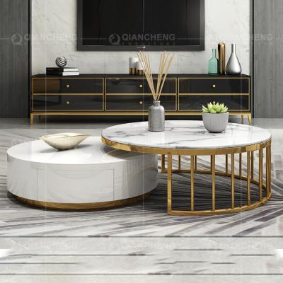 China La mesa de centro 20m m del OEM SS de Qiancheng vetea el top con los cajones blancos en venta