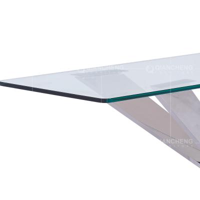 Cina La Tabella di console trasparente di vetro di Qiancheng ha rispecchiato l'acciaio inossidabile Sofa Table di Chrome in vendita