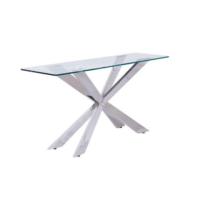 Cina La Tabella di console trasparente di vetro di Qiancheng ha rispecchiato l'acciaio inossidabile Sofa Table di Chrome in vendita