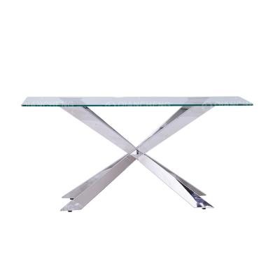 Cina La Tabella di console trasparente di vetro di Qiancheng ha rispecchiato l'acciaio inossidabile Sofa Table di Chrome in vendita