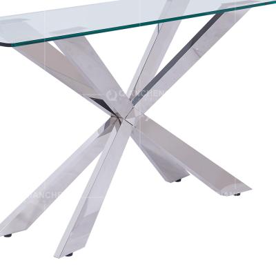 Cina La Tabella di console trasparente di vetro di Qiancheng ha rispecchiato l'acciaio inossidabile Sofa Table di Chrome in vendita