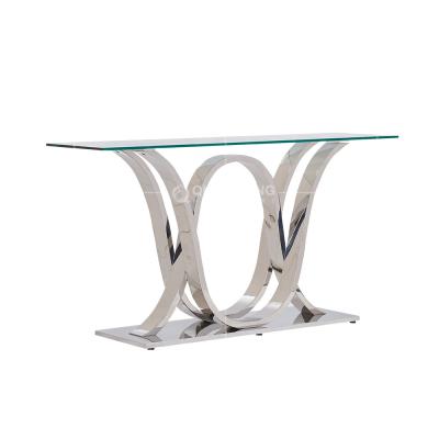 Cina Cima di vetro delle Tabelle di console del metallo del ODM del salone con i cuscinetti d'angolo di plastica dei piedi in vendita