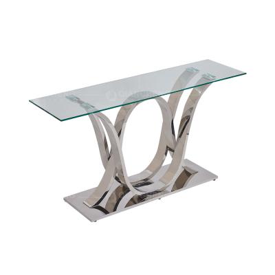 Cina Cima di vetro delle Tabelle di console del metallo del ODM del salone con i cuscinetti d'angolo di plastica dei piedi in vendita