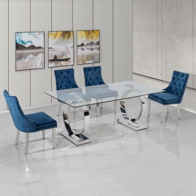 Cina Insieme di vetro del tavolo da pranzo della mobilia della sala da pranzo di Seater di alta lucentezza 8 in vendita