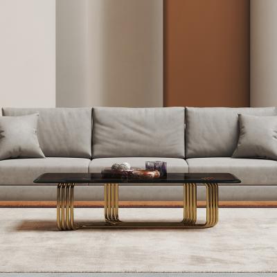 Cina Tavolino da salotto rotondo contemporaneo con la spazzola di vetro temperata Rose Gold Base in vendita