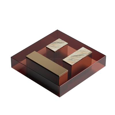 Cina Tabella della base ss e vetro d'acciaio dorati di Sofa Sets Coffee Desk High in vendita