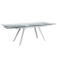 China Modern dining room Rectangular Shape Glass Top SS Dining Tables for sale