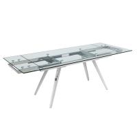 China Modern dining room Rectangular Shape Glass Top SS Dining Tables for sale