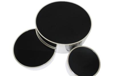 中国 贅沢な居間の家具のための3つの旋回装置のコーヒーtablesetが付いている黒いガラス上SSのコーヒー テーブル 販売のため