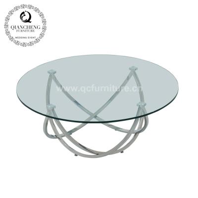 Cina tavolino da salotto di vetro del tempere ss di 12mm con la gamba di acciaio inossidabile dell'oro dello specchio per la mobilia del salone in vendita