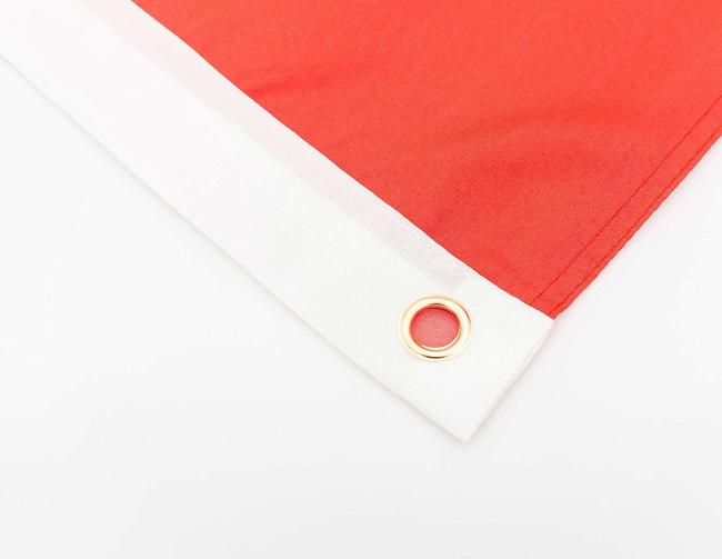 High-quality stitched edge detail of custom flag