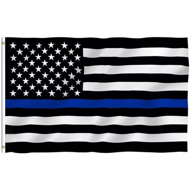 High quality Thin Blue Line custom flag example with screen printed design