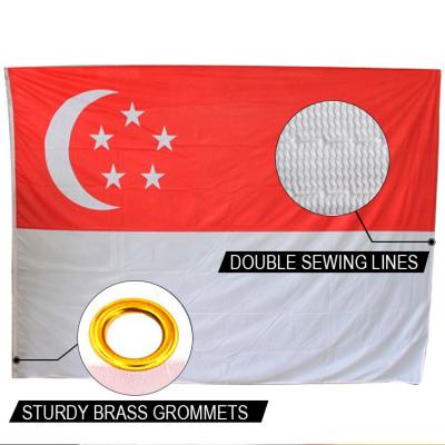 China Singapore Flag 90x150cm Knitted Polyester National Banner Water Resistant for sale