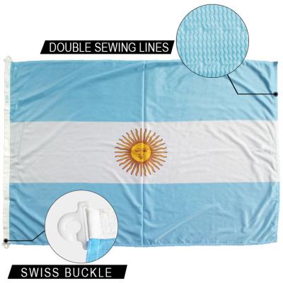 中国 3x5' アルゼンチン国旗 ニットポリエステル シングルリバースロープとスイスブックル オーダーメイド 国旗 販売のため