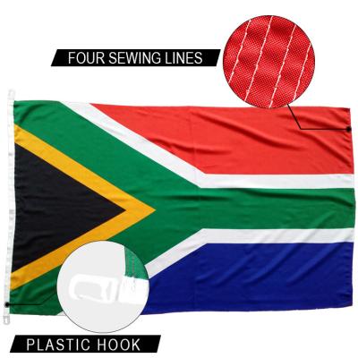 China 3x5' South Africa national Flag knitted polyester single reverse indoor outdoor header with plastic hooks for sale