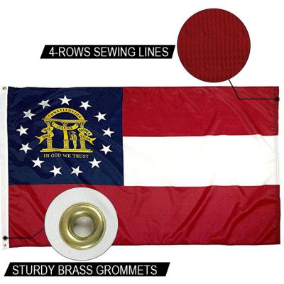 中国 ジョージア州旗 3x5 フィート 屋外 デュポント 重用 ナイロン アメリカ国旗 青銅のグロメット 販売のため