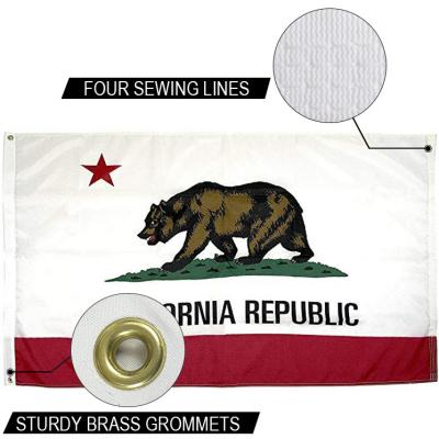 中国 カリフォルニア州国旗 3x5 フィート 屋外重用 デュポン ナイロン アメリカ国旗 強いキャンバス ヘッディングとブラス グロメット 販売のため