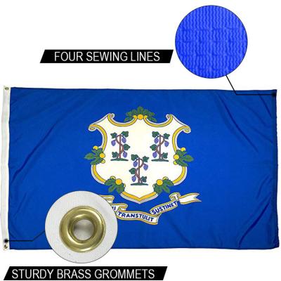 中国 コネチカット州 国旗 3x5 フィート 屋外重用 デュポント ナイロン アメリカ国旗 強いキャンバス ヘッダとブラス グロメット 販売のため