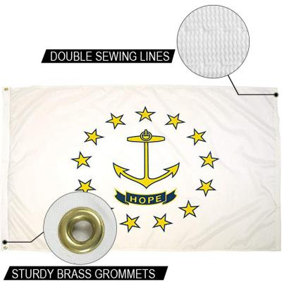 中国 ロードアイランドの国旗 3x5 フィート 屋外重用 デュポン ナイロン アメリカ国旗 強いキャンバス 標題と青銅のグロメット 販売のため