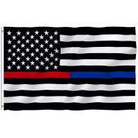 China Single Reverse Knitted Polyester Thin Blue And Red Line Flag Waterproof for sale