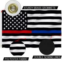 China Single Reverse Knitted Polyester Thin Blue And Red Line Flag Waterproof for sale