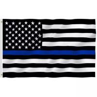 China Thin Blue Line Flag 3x5' Custom Flag Knitted Polyester Single Reverse for sale
