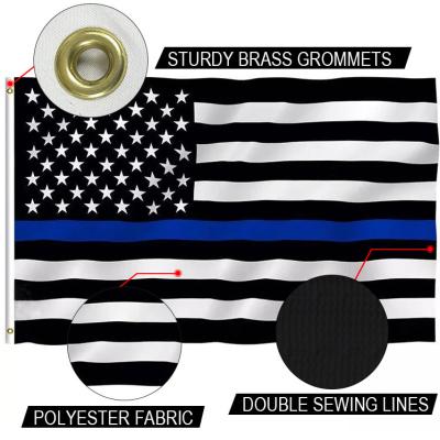 China Thin Blue Line Flag 3x5' Custom Flag Knitted Polyester Single Reverse for sale