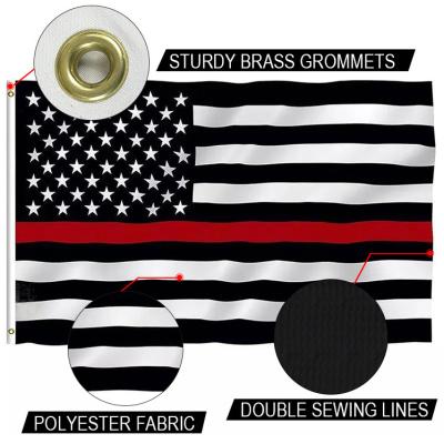 China Water Resistant Thin Red Line Flag 3 X 5ft Outdoor Canvas Header With Grommets for sale