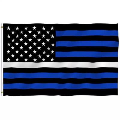 China Thin White Line Flag Custom Flag 3 X 5' Knitted Polyester Single Reverse for sale
