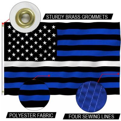 China Thin White Line Flag Custom Flag 3 X 5' Knitted Polyester Single Reverse for sale