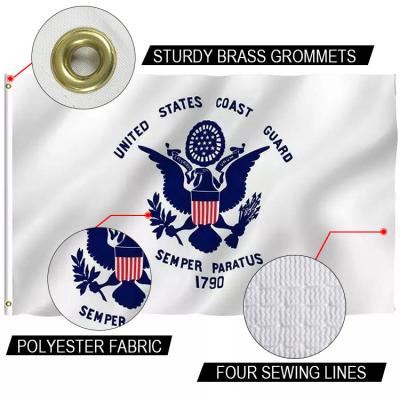 中国 アメリカ沿岸警備隊旗 3 x 5' ニットポリエステル シングル リバース 屋外キャンバス ヘッダー 販売のため