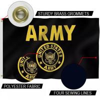China Army Crest Flag USA Polyester Single Reverse Outdoor Canvas Header for sale