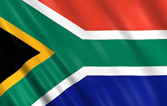 South African flag with canvas header and brass grommets