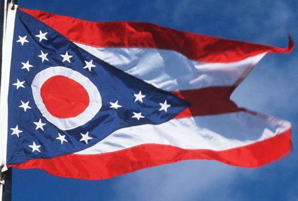 Ohio State Flag with brass grommets and vibrant colors