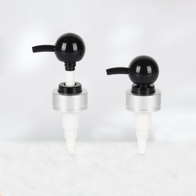 China Ball Silver Ring 28mm Black Lotion Pump , 2cc Child Resistant Lotion Pump for sale