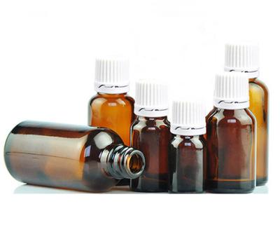 China 5-30ML amber essential oil bottle, 10ml glass bottle, white White anti-theft cap, can be customized to any color for sale